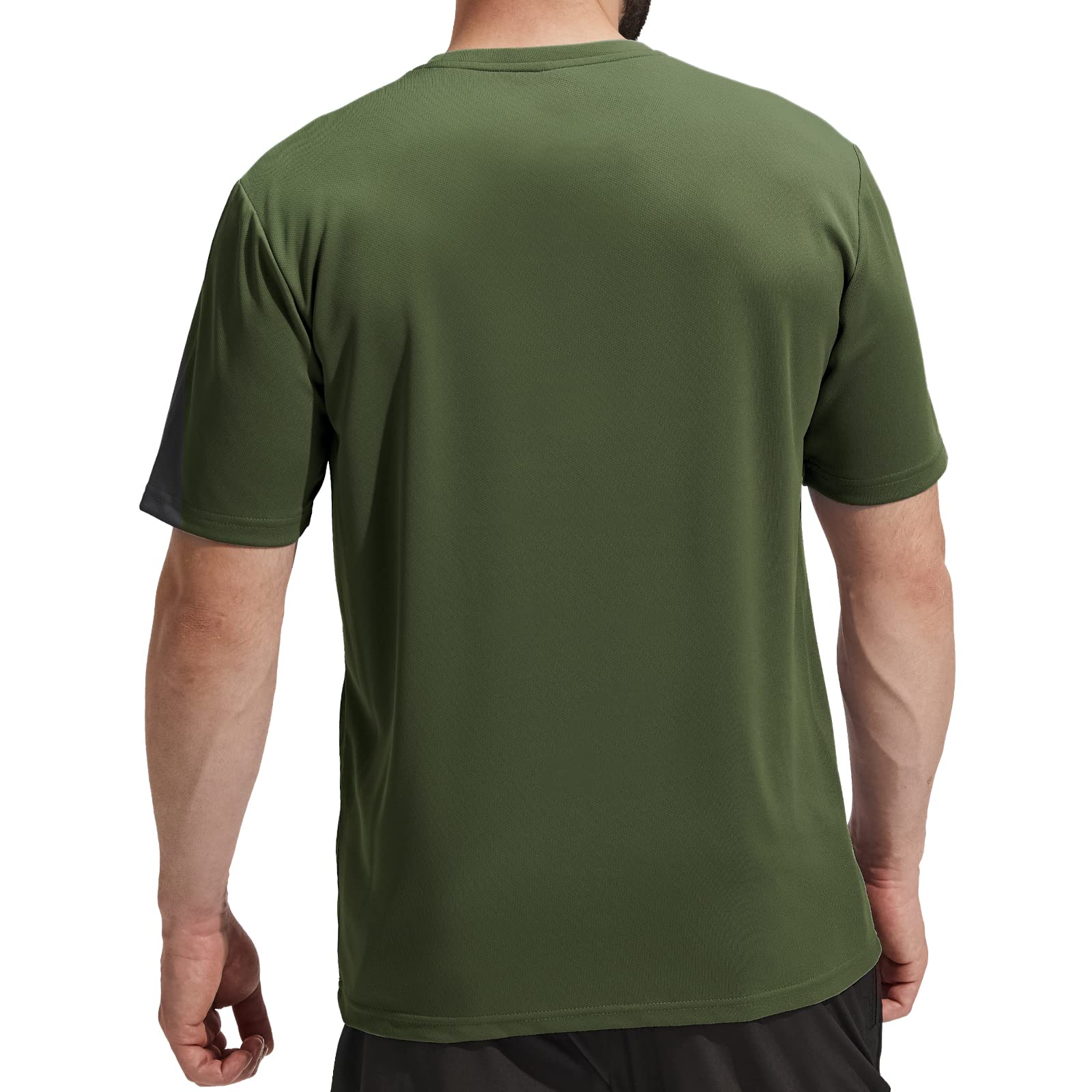 MIER Men's Short Sleeve T-Shirts Quick Dry Athletic Shirts Moisture Wicking Workout Running Polyester Tee Army Green, 3XL