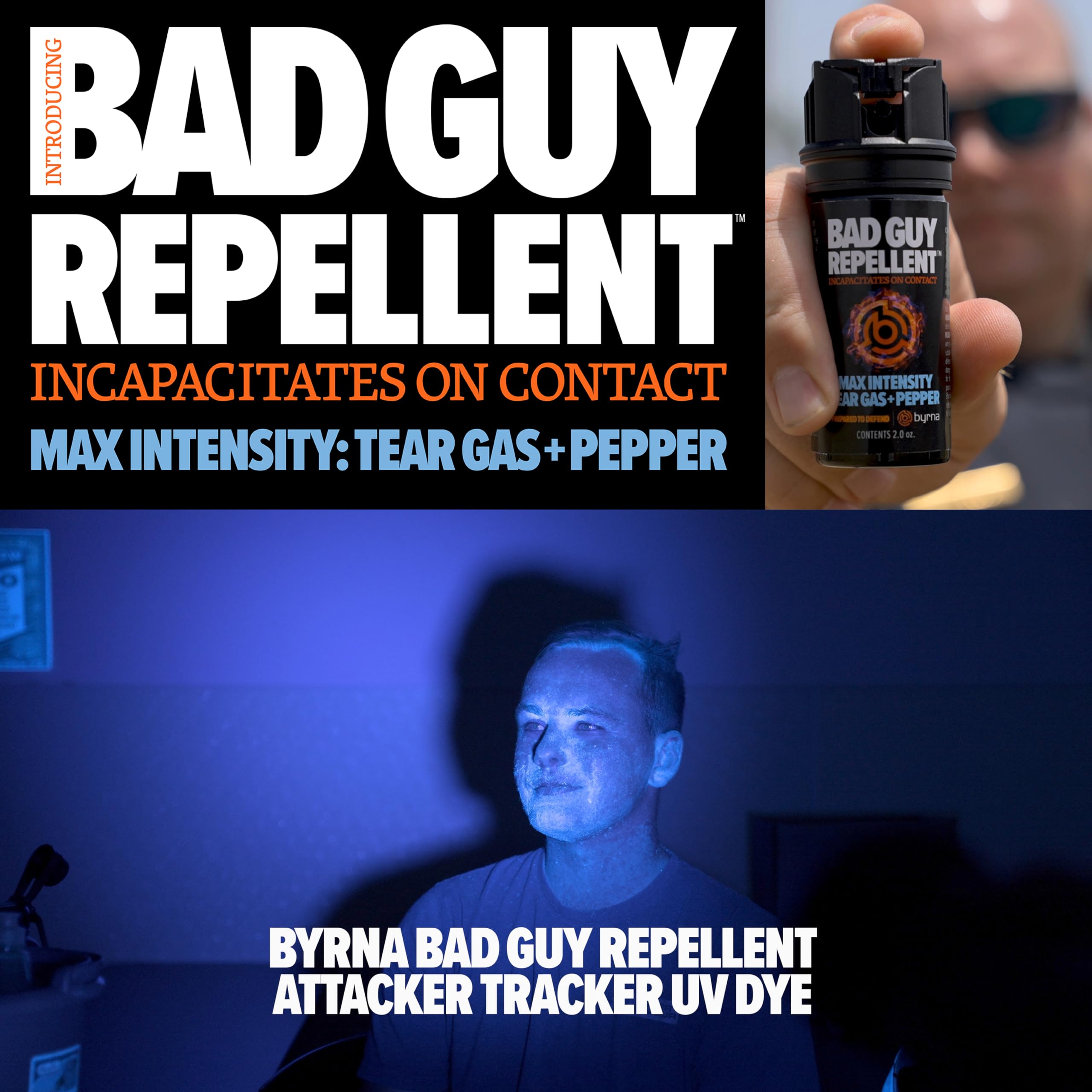 Byrna BGR MAX Pepper Spray + Tear Gas | Maximum Stopping Power | Attacker Tracker UV Marking DYE Technology | Military Strength Self-Defense Stream Spray (2 OZ)