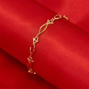 LIFETIME JEWELRY Diamond Cut Fish Link Bracelet for Women and Men 24k Real Gold Plated (Gold, 7 inches)