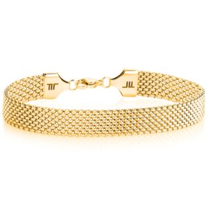 london fog 8 inch tailored silver plated mesh link bracelet for men and women (lf10018) (gold, 8 inch mesh)