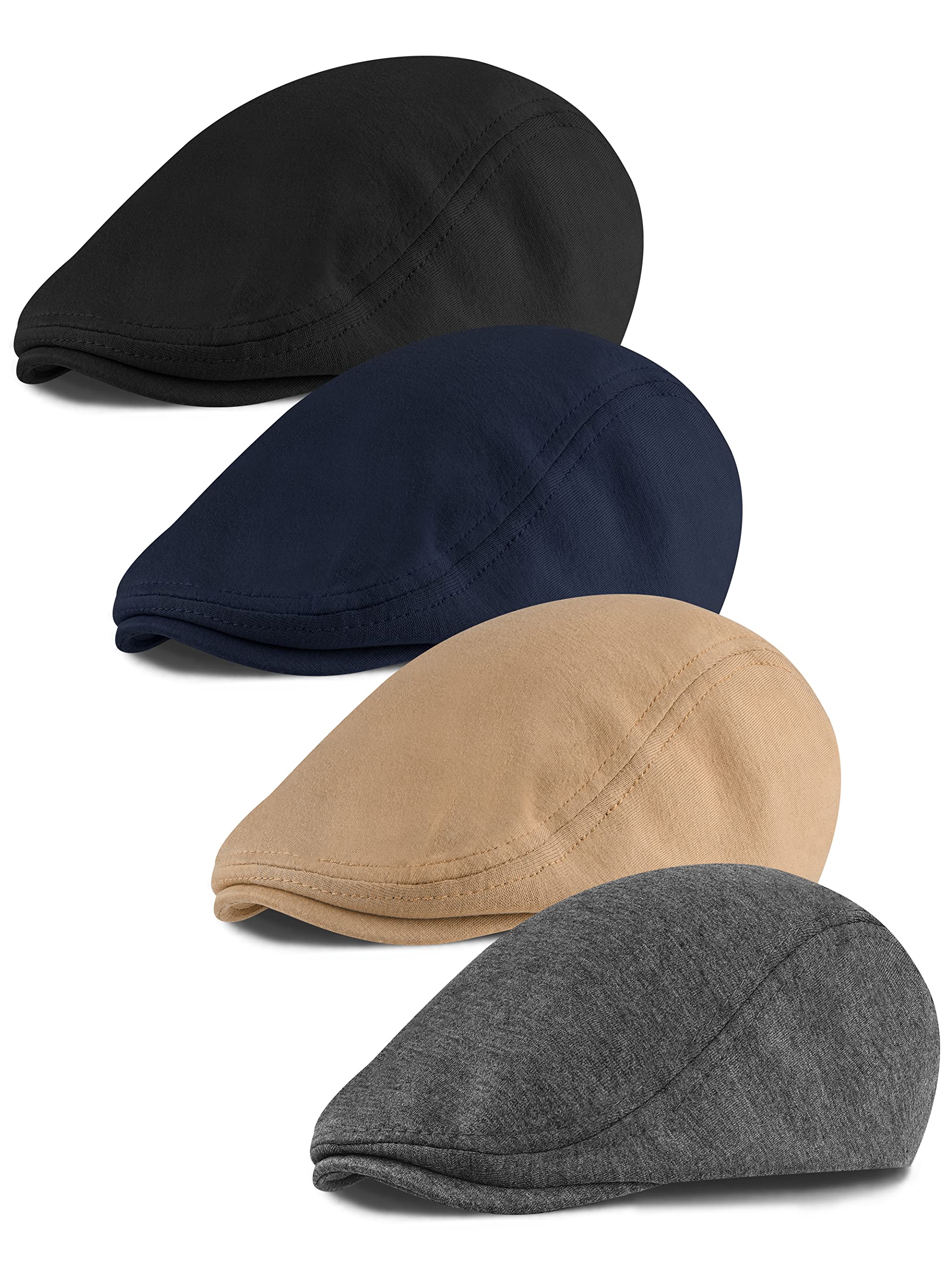 KUTTOR 4 Pieces Newsboy Men's Hat Newsboy Cap Flat Cap Soft Stretch fit Men Cap Cabbie Hunting Cap lvy Hat for Men Outdoor