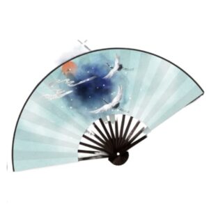 Folding Hand Fan Folding Fan Handheld Folded Fan Folding Fan Bamboo and Wood Cloth Hand Fan，Outdoor Decoration Hanfu Dance Accessories Props Fan Foldable Fan Hand Held Fans