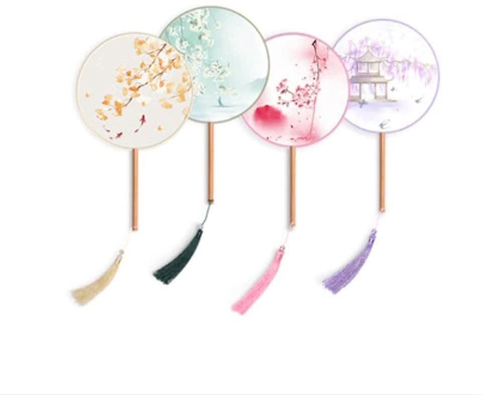 Folding Hand Fan Folding Fan Handheld Folded Fan 2Pieces Hand Fan Folded Ancient Chinese Style Hanfu Cheongsam Costume Embroidery Small Round Fan Foldable Fan Hand Held Fans