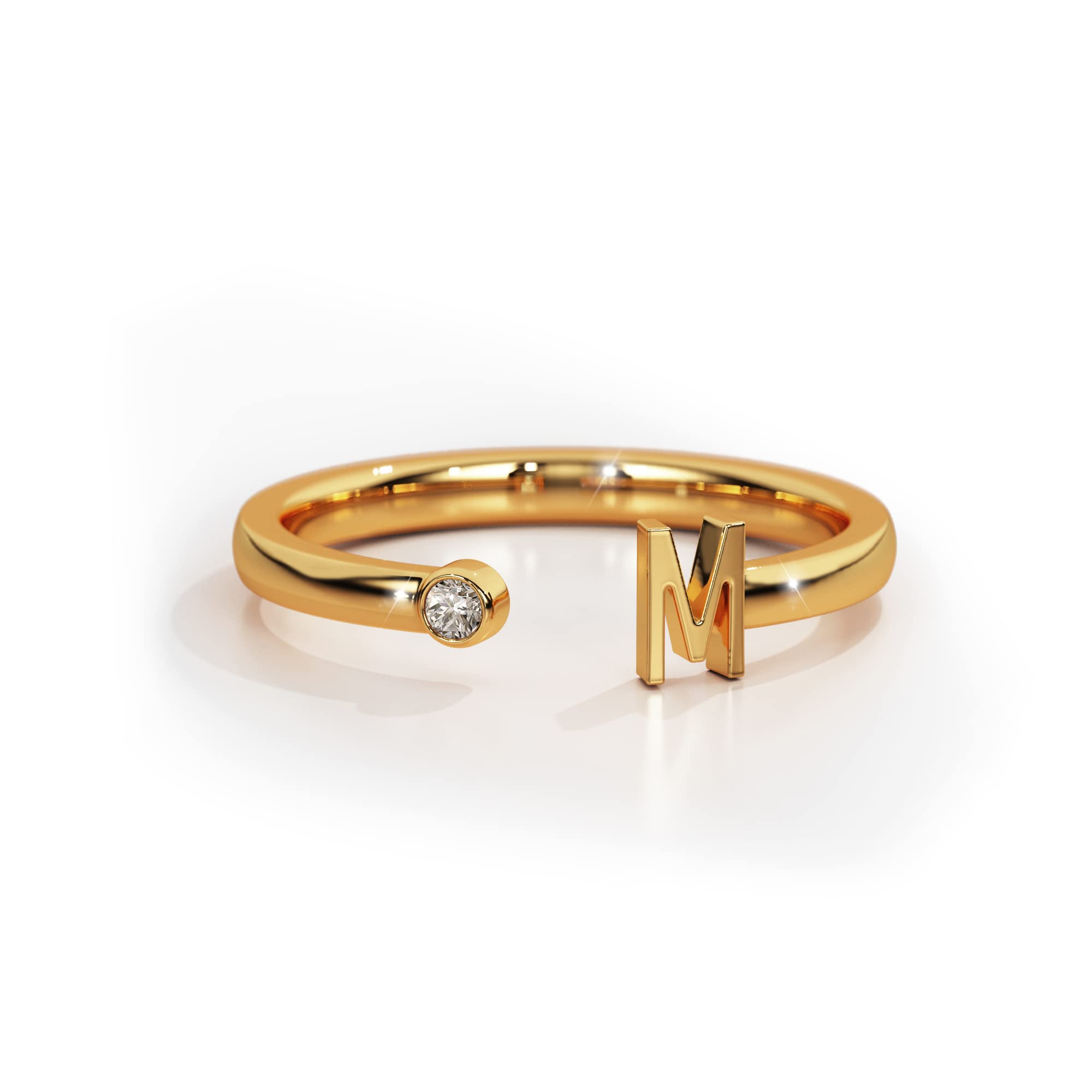 L & M Accessorize - 925 Sterling Silver 18K Gold Plated Adjustable Initial Ring (M9)