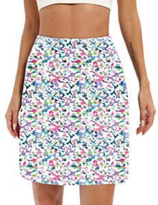 loukeith knee length skorts skirts for women tennis skirts athletic golf skorts casual workout skirt with shorts pockets boho flowers m