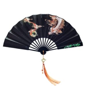 folding hand fan folding fan handheld folded fan hand fan boy domineering folding fan chinese style ancient costume retro hanfu accessories foldable fan hand held fans (color : a, size : 33cm)