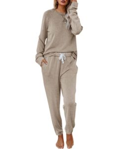 eurivicy women's 2 piece lounge set long sleeve tracksuits loungewear pajama sets