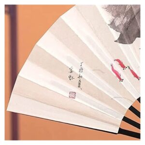 Folding Hand Fan Folding Fan Handheld Folded Fan Chinese Style Bamboo Folding Fan, Portable, Calligraphy, Paint, Summer Fan Foldable Fan Hand Held Fans (Color : A5, Size : 26.5 * 47cm)