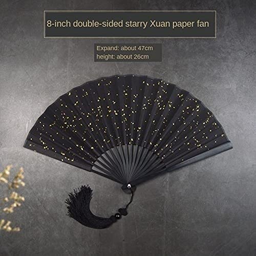 Folding Hand Fan Folding Fan Handheld Folded Fan Foldable Antique Folder Custom Fan, Chinese-Style Hanfu Fan for Women, SU Style, Male Dominator Fan Foldable Fan Hand Held Fans (Color : B)