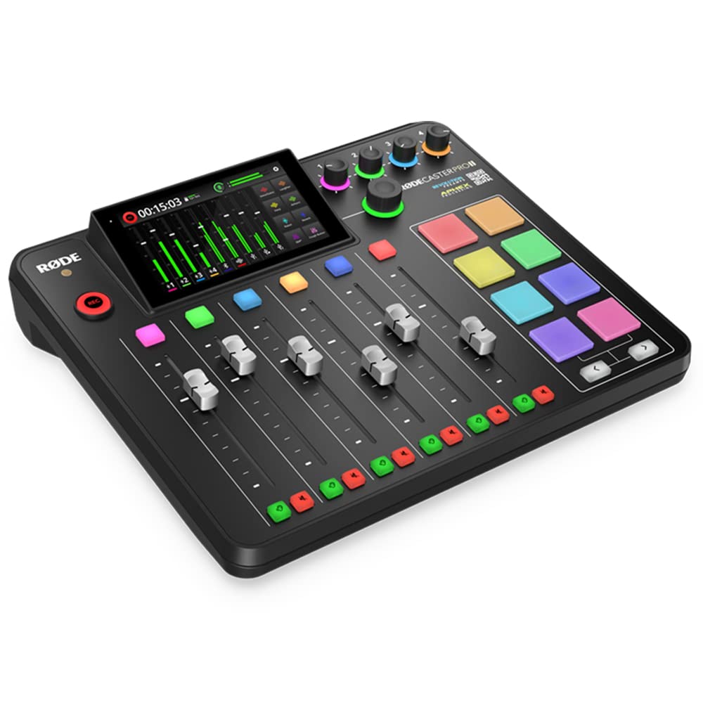 Rode RODECaster Pro II Integrated Audio Production Studio Bundle with 4x Zoom ZDM-1 Podcast Mic Pack and 32GB microSDHC Memory Card