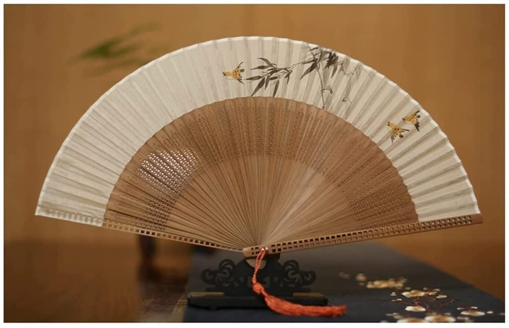 Folding Hand Fan Folding Fan Handheld Folded Fan Foldable Bamboo Fan for Flower Painting Handmade, Portable, Chinese Hanfu, Silk Fan Foldable Fan Hand Held Fans (Size : A5)