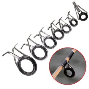 Bluelans 7pcs Rod Tip Repair Kit Rod Repair Kit Fishing Rod Tips Repair Kit Stainless Steel Ceramic Ring Guide Rod Repair Replacement for Freshwater Saltwater Rod Silver