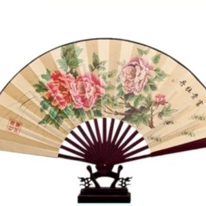 Folding Hand Fan Folding Fan Handheld Folded Fan Hand Folding Fan Classical Silk Fabric Double-Sided Folding Fan Ancient Chinese Style Foldable Fan Hand Held Fans (Color : A, Size : 60CM)