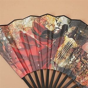 Folding Hand Fan Folding Fan Handheld Folded Fan Hanfu Bamboo Folding Fan, Foldable Ancient, Hand Foldable Fan, 2 Printed Sides, Cosplay Costume Fan Foldable Fan Hand Held Fans