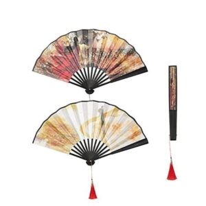 Folding Hand Fan Folding Fan Handheld Folded Fan Hanfu Bamboo Folding Fan, Foldable Ancient, Hand Foldable Fan, 2 Printed Sides, Cosplay Costume Fan Foldable Fan Hand Held Fans