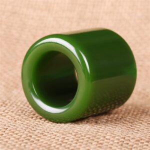 Oligage 22mm Chinese Green Jade Ring Thumb Ring Jewelry Lucky Auspicious Domineering Men and Women Ring Jade Fine Jewelry