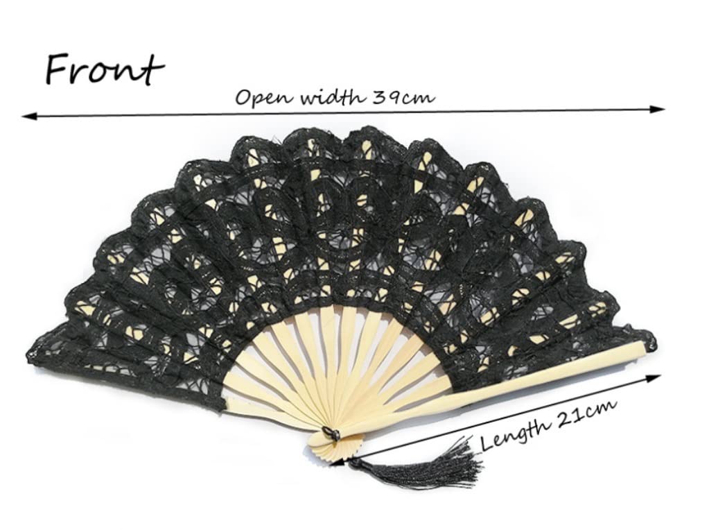 Folding Hand Fan Folding Fan Handheld Folded Fan Chinese Style Decorative Bamboo Fans Lace Fabric Silk Folding Hand Held Dance Fans Flower Party Wedding Prom Foldable Fan Hand Held Fans