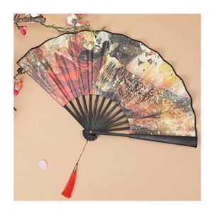 Folding Hand Fan Folding Fan Handheld Folded Fan Hanfu Bamboo Folding Fan, Foldable Ancient, Hand Foldable Fan, 2 Printed Sides, Cosplay Costume Fan Foldable Fan Hand Held Fans