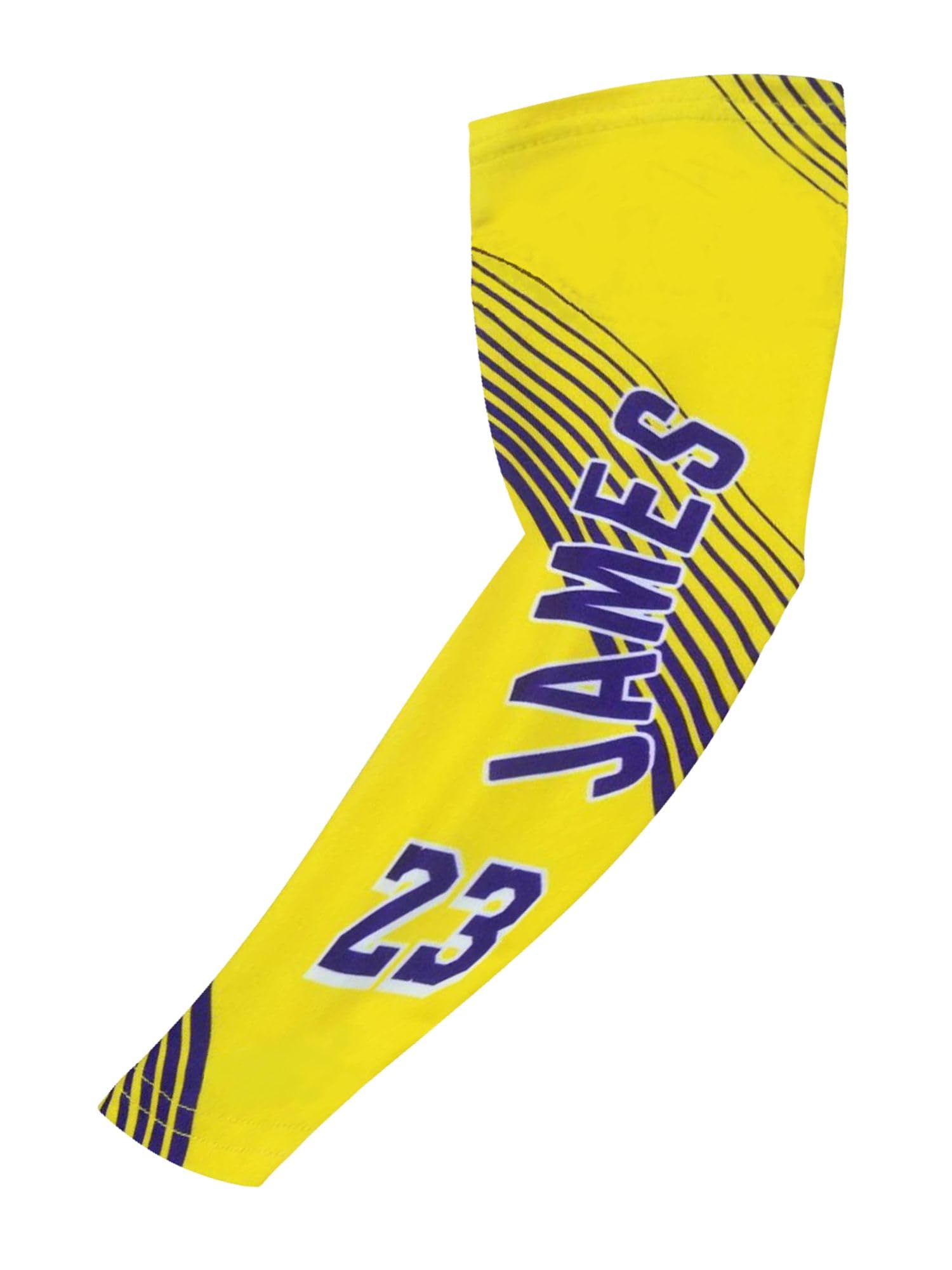 Forever Fanatics James#23 Basketball Compression Arm Sleeve Set for James Fans (James #23 Yellow, 6-13 yrs)