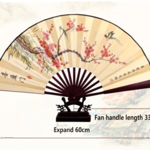 Folding Hand Fan Folding Fan Handheld Folded Fan Hand Folding Fan Classical Silk Fabric Double-Sided Folding Fan Ancient Chinese Style Foldable Fan Hand Held Fans (Color : A, Size : 60CM)