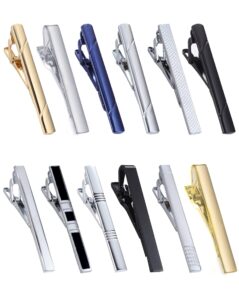 tornito 12pcs tie clips for men tie tack pins silver black gold blue necktie bar regular ties suitable for daily wedding meeting business anniversary tie clips