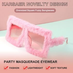 Karsaer Vision Plush Fuzzy Flat Top Fashion Square Large Shades Punk Soft Velvet Shade Party Eyewear…