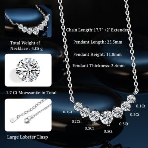 CNUGGCH Diamond Pendant Necklaces for Women, Moissanite Necklace 1.7Ct, Anniversary Birthday Gifts for Soulmate Wife, Jewelry Gift for Women Mom Girlfriend Girls Her