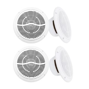 studiofinix marine speakers 6.5 inches 2-way 240w bluetooth waterproof flush mount resistant outdoor audio stereo sound system perfect for boat atv utv golf cart rv bathroom(2 pairs,white)