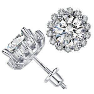 diamond earrings for women men 0.8ct-2ct moissanite stud earrings gifts for wife mom girlfriend anniversary birthday gifts for wife, valentine's day gifts for her wedding anniversay gift for wife ,christmas , mother's day gifts ( 2.0 carats 1.0 ct each )