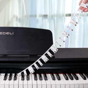 piano keyboard stickers, full-size piano rake key labels overlay removable for beginners kids (88 full keys - silicone)