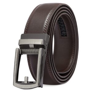 sendefn men's leather dress casual belt 1 3/8" automatic adjustable click buckle belts with gift box(b-coffee-72qs)