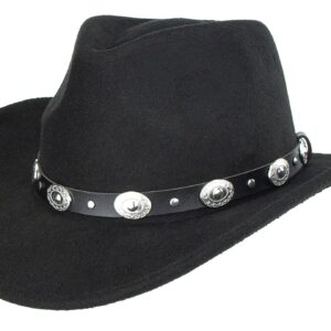 Classic Western-Cowboy-Hat Men Womens Wide Brim Cowgirl Hats Felt Fedora hat (S-M)