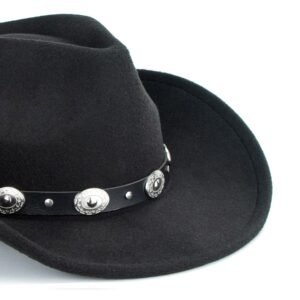 Classic Western-Cowboy-Hat Men Womens Wide Brim Cowgirl Hats Felt Fedora hat (S-M)