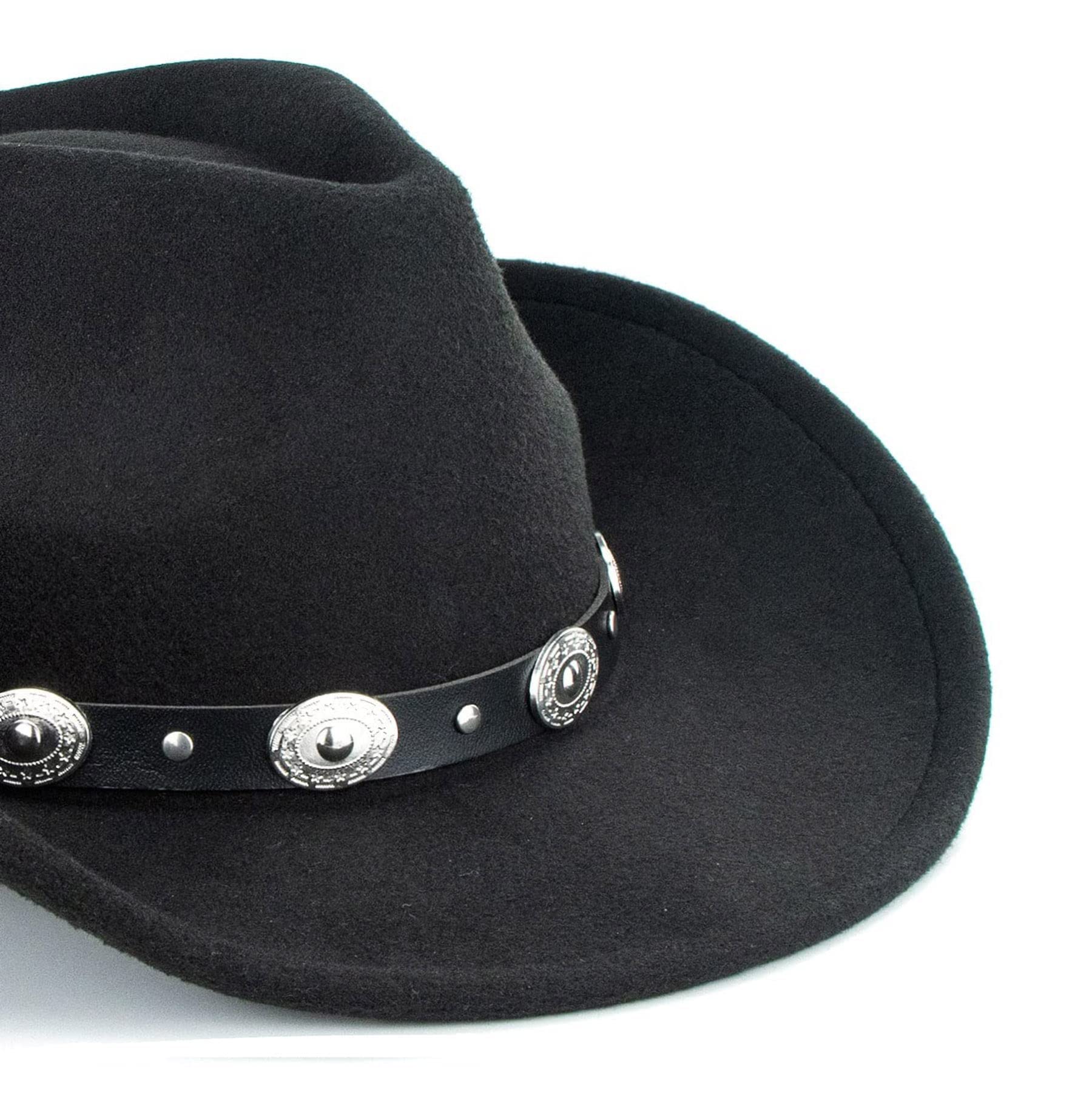 Classic Western-Cowboy-Hat Men Womens Wide Brim Cowgirl Hats Felt Fedora hat (S-M)