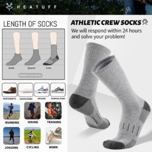 Heatuff Men’s Crew Athletic Socks Cushioned Moisture Wicking Work Boot Socks for All Seasons (6 Pairs)