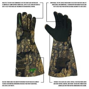 HOT SHOT Duck Commander x Men's Flare Realtree Timber Camo Glove - Gauntlet Cuff, Neoprene Shell, Fleece Lined, Large