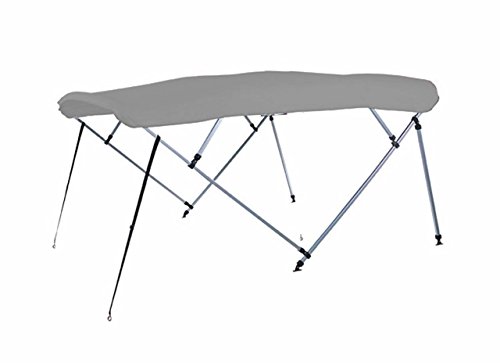 STOPBYUS 7.6 oz Gray 4 Bow Square Tube Boat Bimini TOP with Running Light Cutout Sunshade Compatible for Forest River Berkshire 250CL BP3 STS 2012-2014