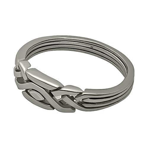 OFLIUM Fall Apart design 4 Band Handmade Puzzle Ring 925 Sterling Silver Interlocking Knott Ring Women Men Unique ring Gift for him, gift for her gift for dad all size (7)