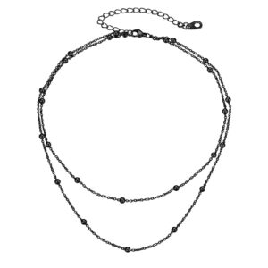 focalook choker necklace for women beaded chain double layered necklace black metal boho necklaces for women