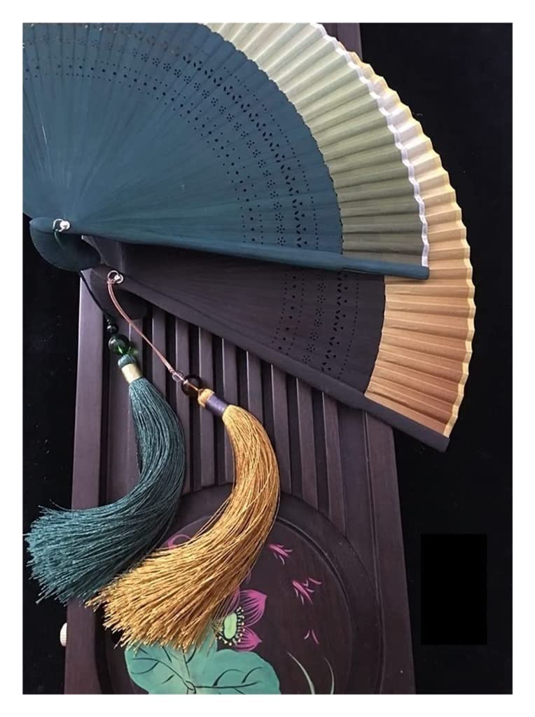 Folding Hand Fan Folding Fan Handheld Folded Fan Folding Fan Kimono Fan Real Silk Female Fan Small Flower Carved Gradient Blank Fan Foldable Fan Hand Held Fans (Color : C, Size : 22cm)