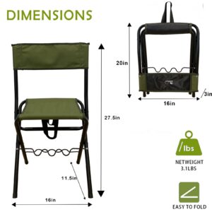 LEADALLWAY Folding Fishing Chair with Rod Holder,Green