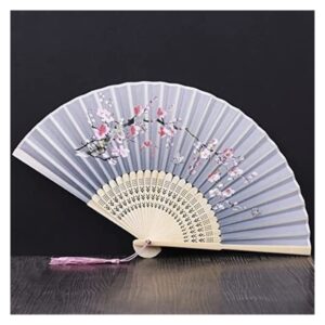 folding hand fan folding fan handheld folded fan retro vintage style silk folding fan chinese japanese pattern home decor ornaments dance art crafthand fans foldable fan hand held fans