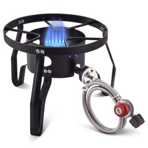 arc camping propane stove outdoor cooker, propane burner for outdoor cooking round burner, ideal for camping, tailgating, traveling, and more!