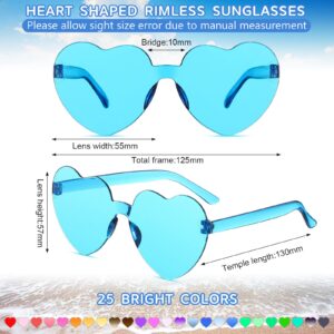 Coume 100 Pairs Rimless Heart Sunglasses Transparent Heart Shaped Glasses Frameless Fashion Women's Sunglasses Eyewear for Party Favor, Pink