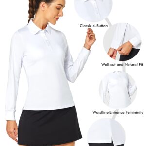 ISEEGZ Golf Polo Shirts for Women, Women's Long Sleeve Shirt Blouses, Dressy and Casual Women's Tops for Daily Work Sports, Comfortable Fitted & Quick Dry Apparel