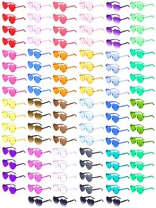 coume 100 pairs rimless heart sunglasses transparent heart shaped glasses frameless fashion women's sunglasses eyewear for party favor, pink