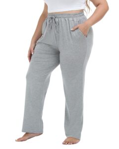 cheapestbuy women's plus size comfy lounge pants active yoga sweatpants casual stretchy jogger pants with pockets drawstring grey