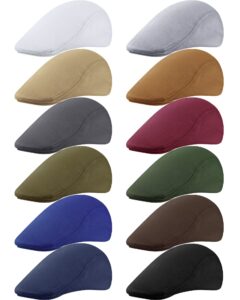 foaincore 12 pieces newsboy hat for men, flat caps bulk driving cabbie hunting hat