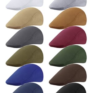 Foaincore 12 Pieces Newsboy Hat for Men, Flat Caps Bulk Driving Cabbie Hunting Hat