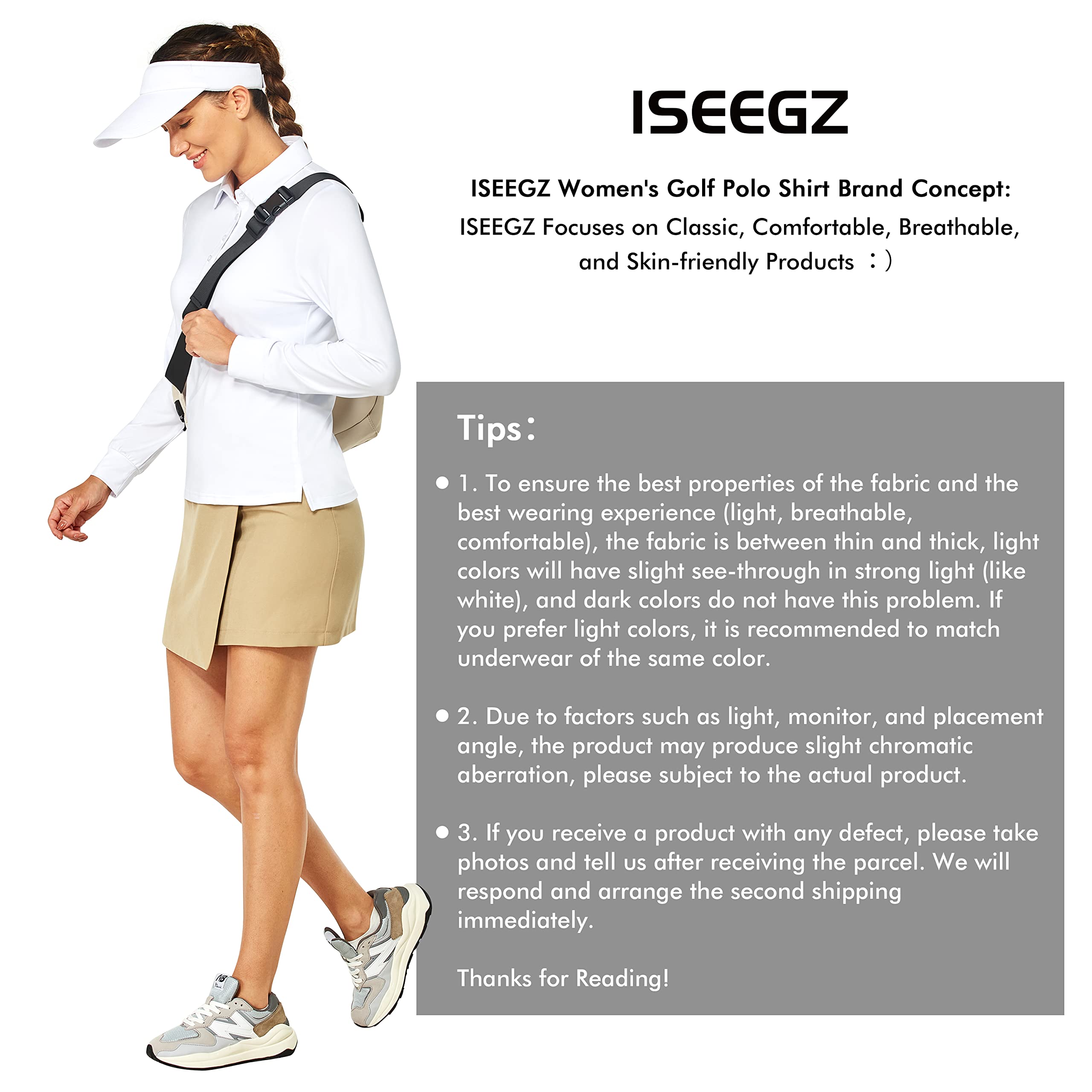 ISEEGZ Golf Polo Shirts for Women, Women's Long Sleeve Shirt Blouses, Dressy and Casual Women's Tops for Daily Work Sports, Comfortable Fitted & Quick Dry Apparel